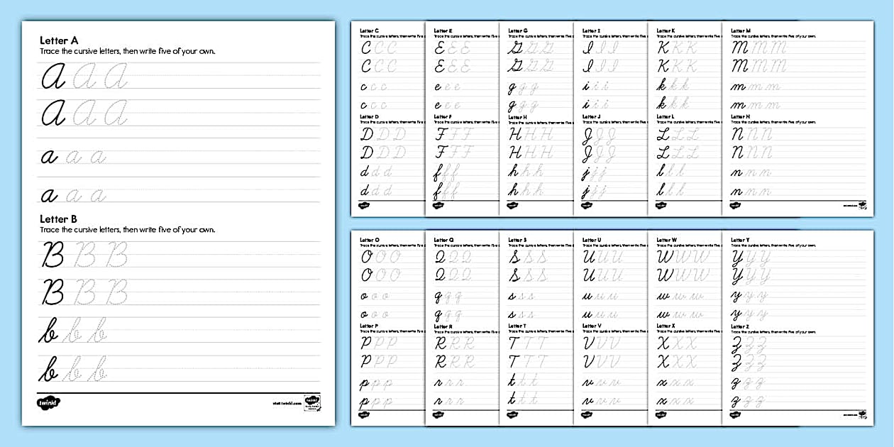Cursive Letter Worksheets | Resource | Twinkl USA - Twinkl