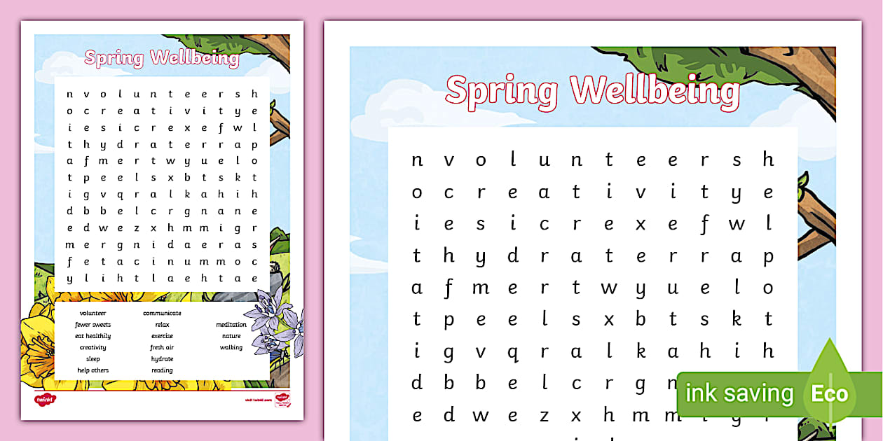 Spring Self-Care Word Search | KS2 Resources | Twinkl Life
