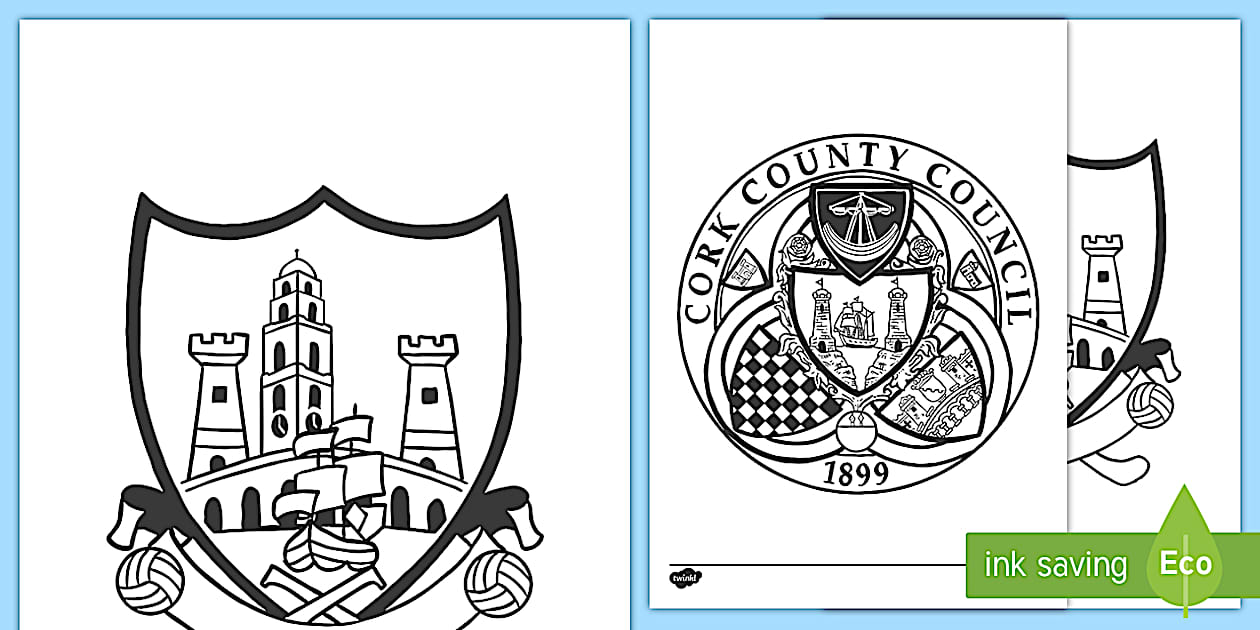 County Cork Crest Colouring Pages (Teacher-Made) - Twinkl