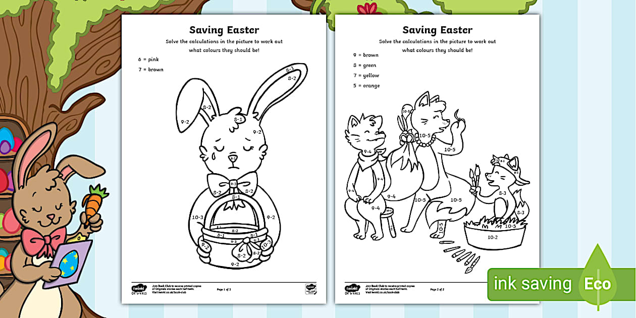 Saving Easter Subtraction Colour by Number (teacher made)