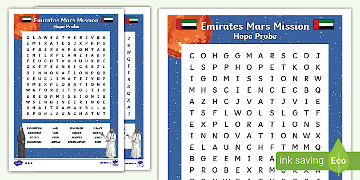 Emirates Mars Mission – Hope Probe - KS2 Word Search