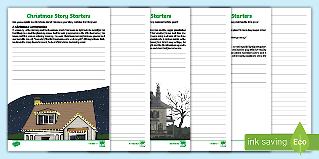 Christmas Story Starters Second Level Writing Worksheets