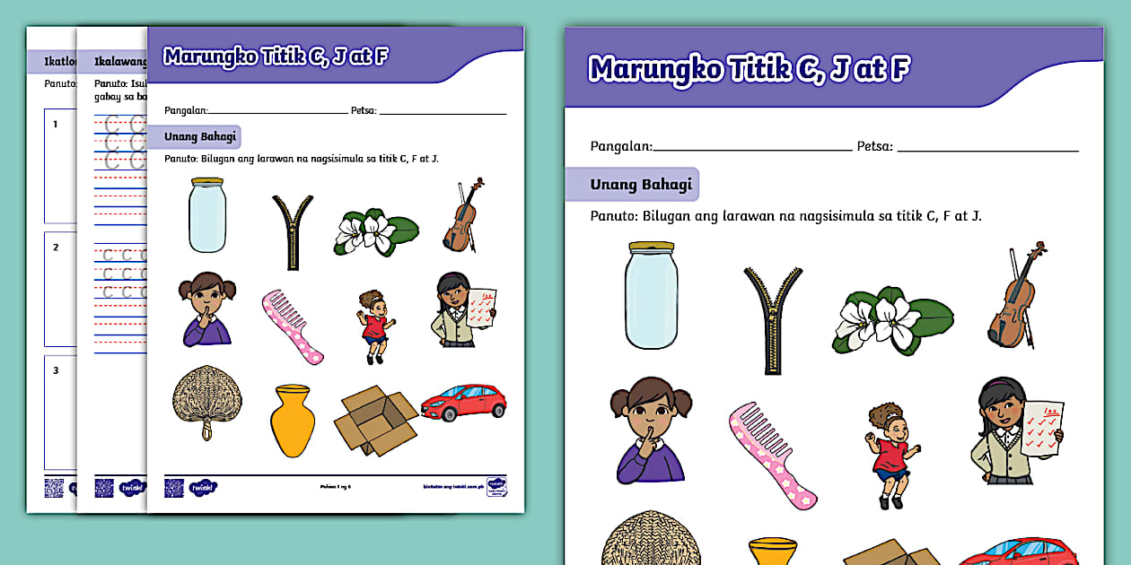 Marungko Titik C, J, at F Worksheet | Philippines | Twinkl