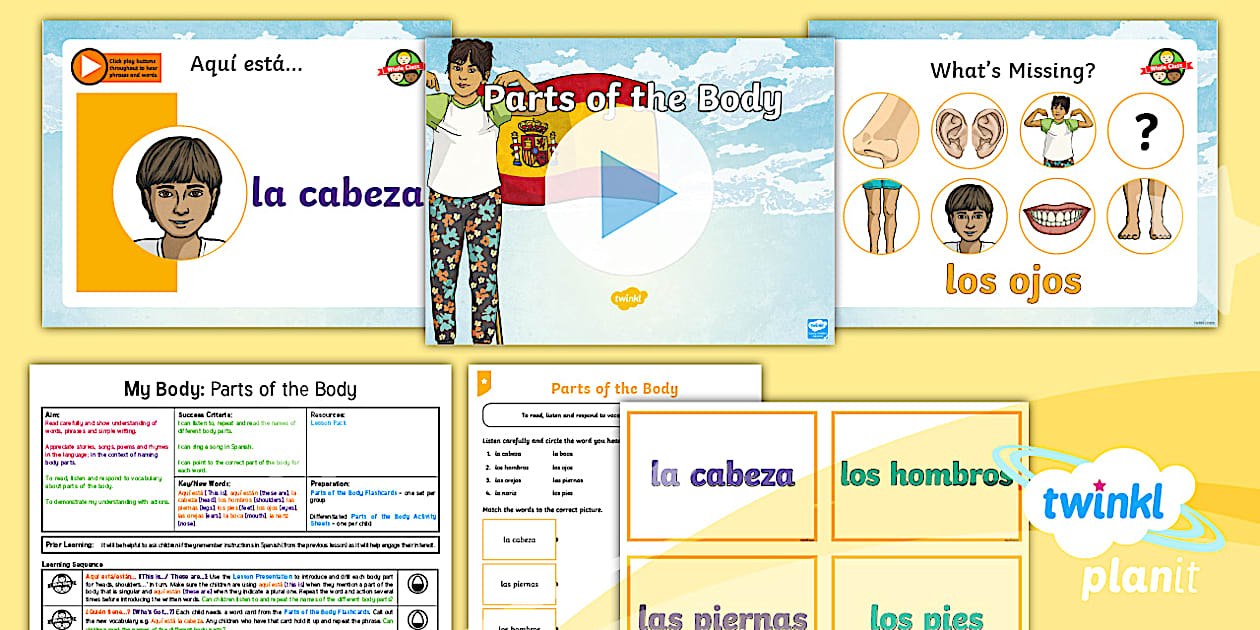 Teaching Body Parts in Spanish-Parts of the Body Lesson Pack