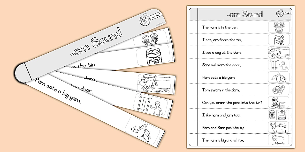 Grade 1 Phonics: -am Reading Strips