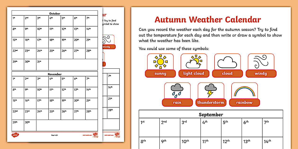 Autumn Weather Report Activity Sheet (teacher made) - Twinkl