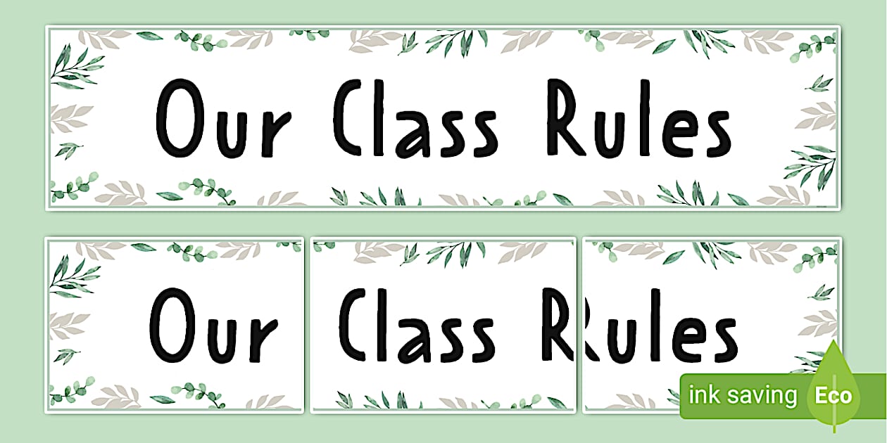 👉 Botanical Themed Our Class Rules Display Banner