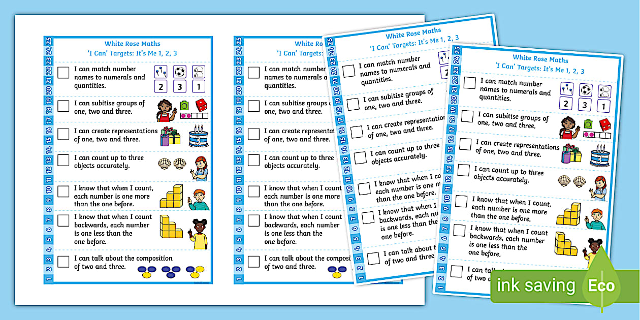 👉 'I Can' Bookmarks Support White Rose Maths It's Me 1, 2, 3!