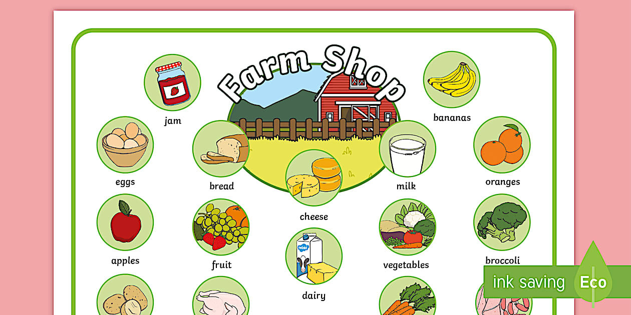 Cursive Farm Shop Word Mat (teacher made) - Twinkl