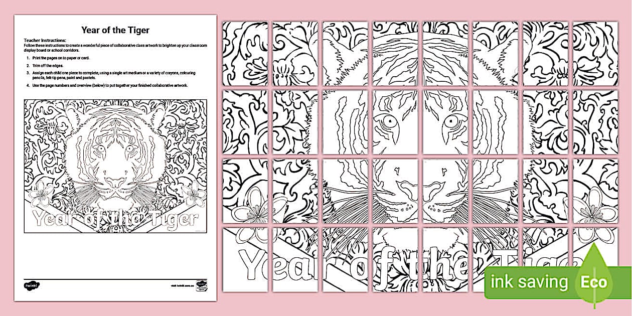 Year of the Tiger Collaborative Colouring (teacher made)