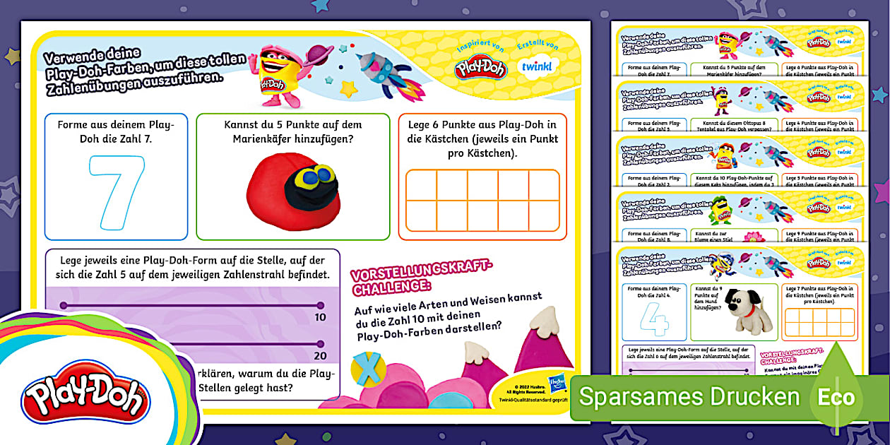 FREE! - Mit Play-Doh Zahlen üben - Knetunterlagen - Twinkl