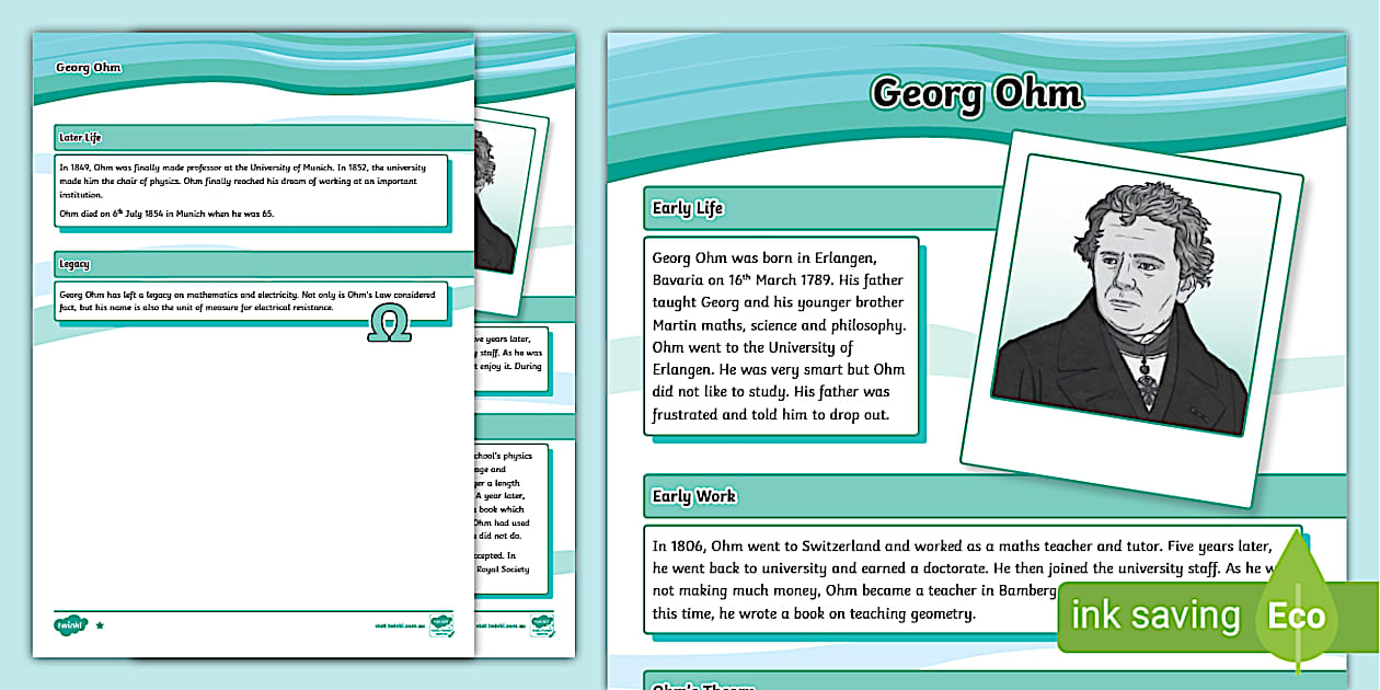 Georg Ohm Fact File (Teacher-Made) - Twinkl