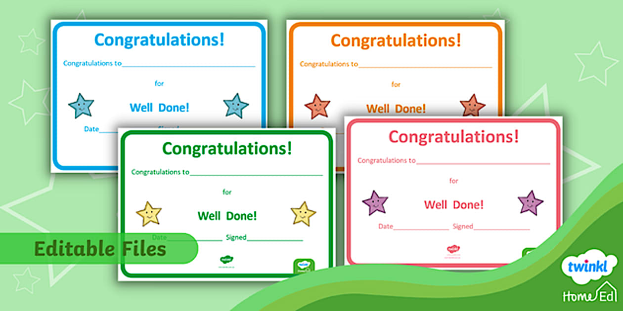 Home Education Editable Certificates