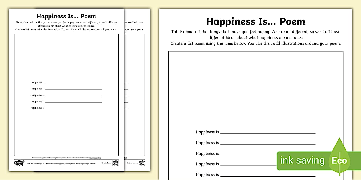 Happiness Is... Poem Activity
