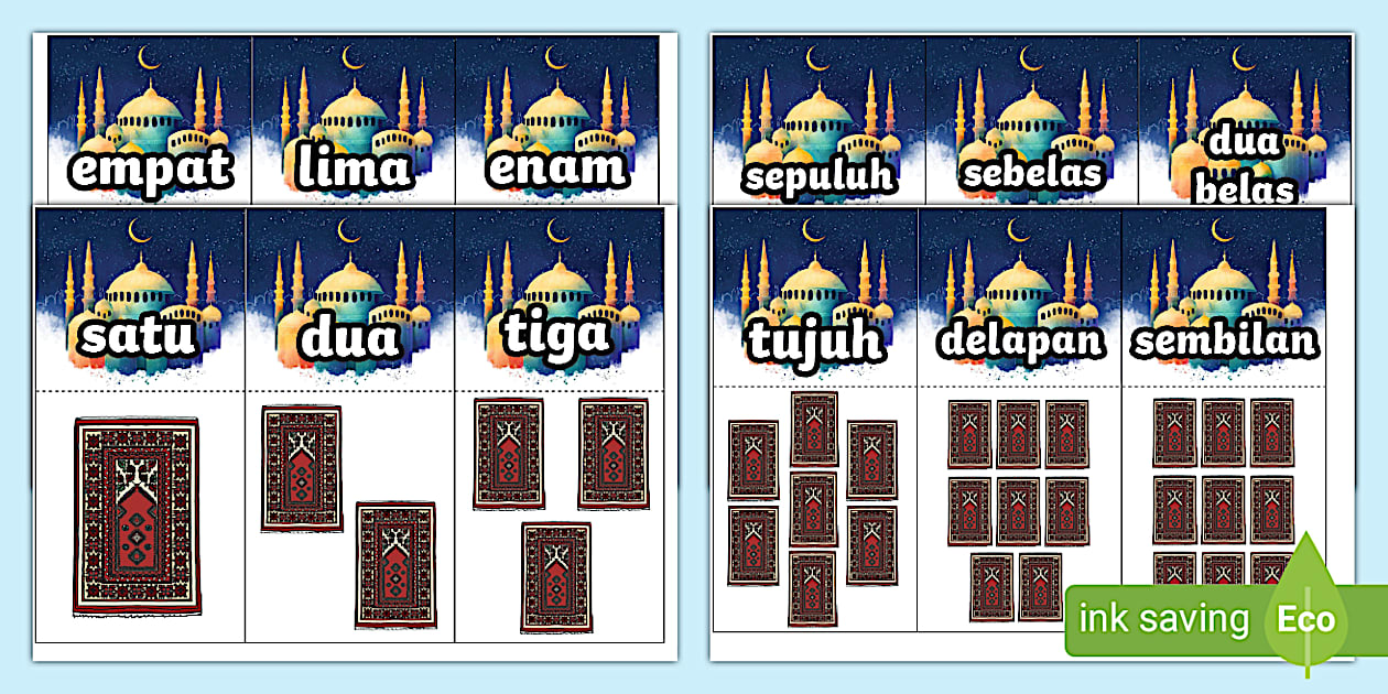 Prayer Mat Number Match - Indonesian