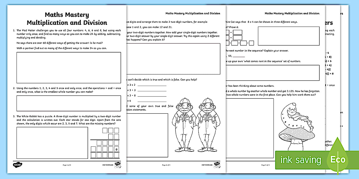 Year 6 Multiplication and Division Maths Mastery Worksheet