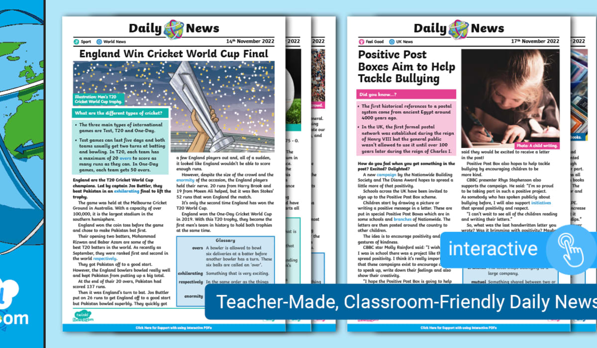 Weekly Comprehension Pack - 18th November 2022 - Twinkl NewsRoom