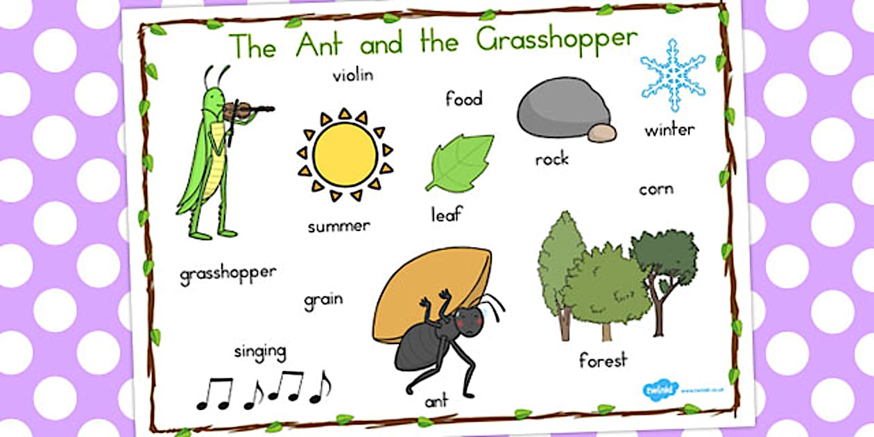 The Ant and the Grasshopper Word Mat (teacher made) - Twinkl