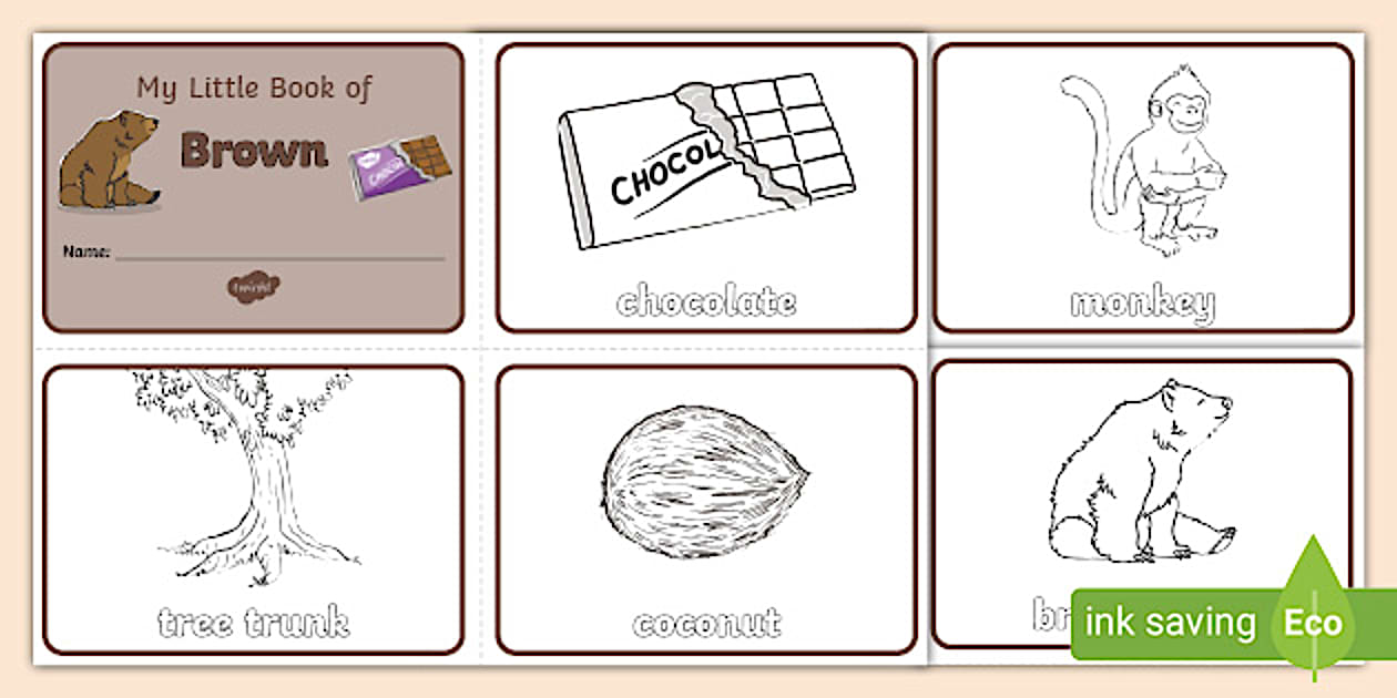 My Little Book for Brown Worksheets (teacher made) - Twinkl