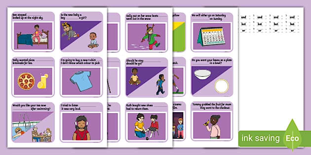 Finish The Sentence: And, Or, But Conjunction Cards - Twinkl