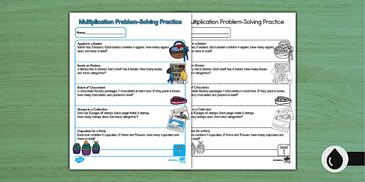 Multiplication Problem Solving Practice (Level 1) Activity Sheet