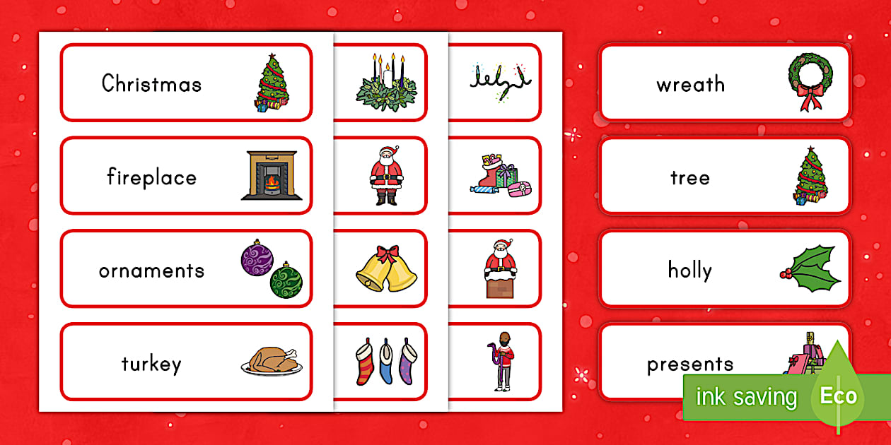 Christmas Vocabulary Word Cards for Kids | Twinkl USA