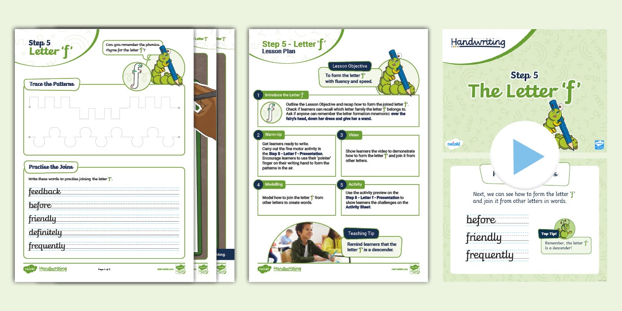 Step 5 Curly Caterpillar Letter 'f' Handwriting Pack