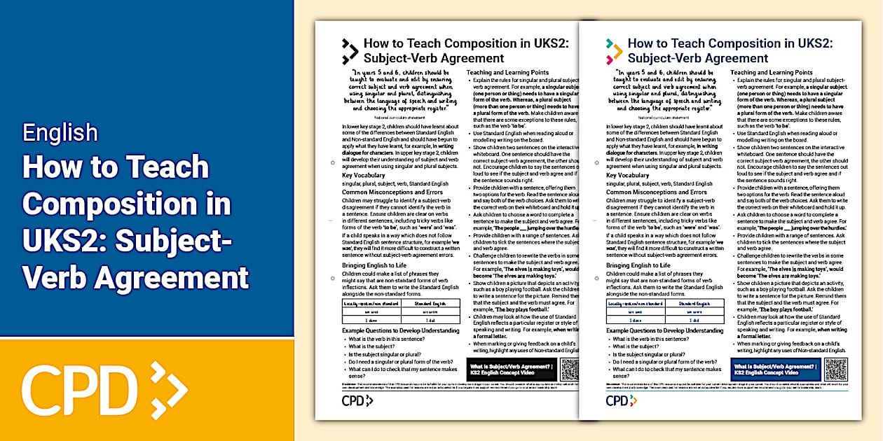 How to Teach Composition in UKS2: Subject-Verb Agreement