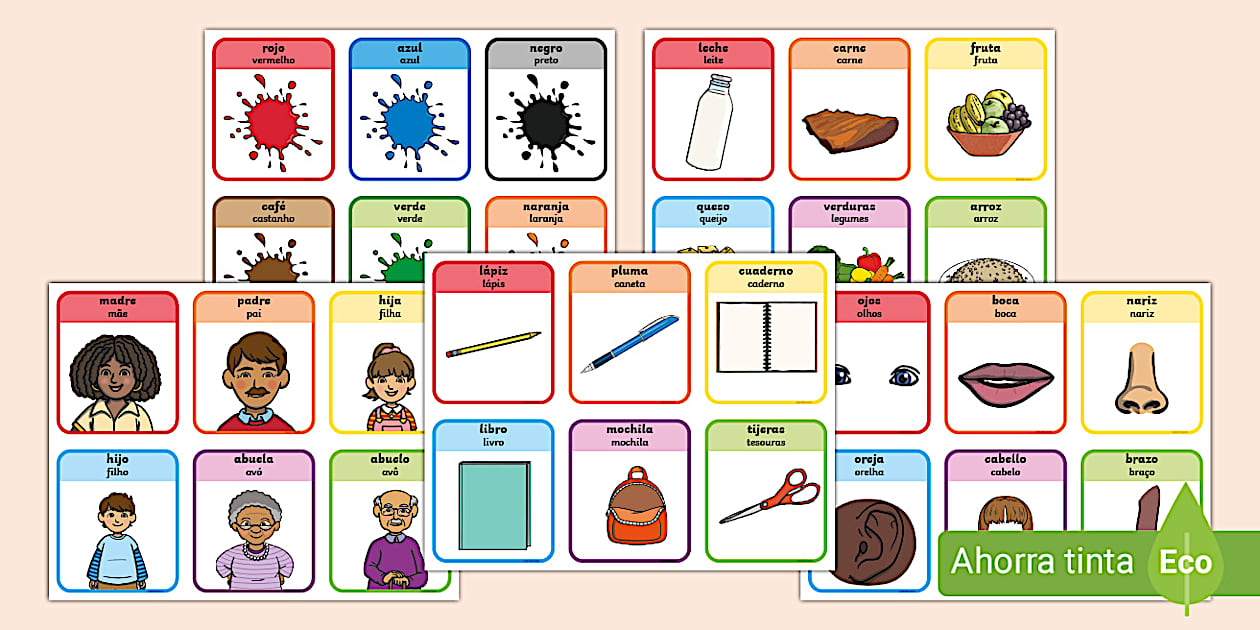 Tarjetas de vocabulario español-portugués- Guía de trabajo