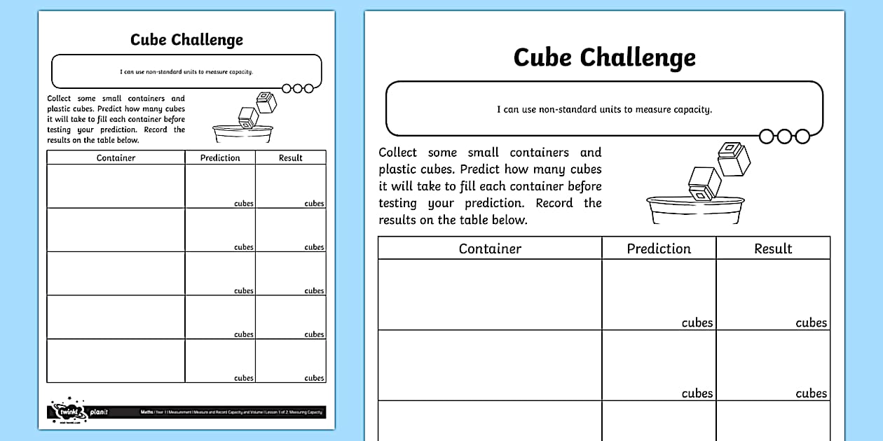 Cubes Challenge Worksheet / Worksheet - Twinkl