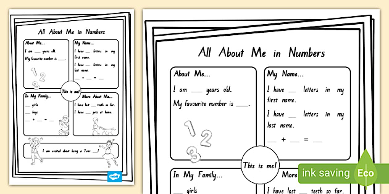 Editable All About Me in Numbers (teacher made) - Twinkl
