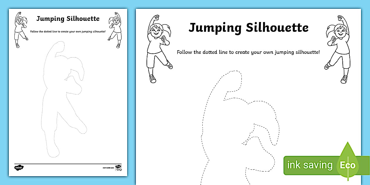 Jumping Silhouette Drawing Activity - Twinkl