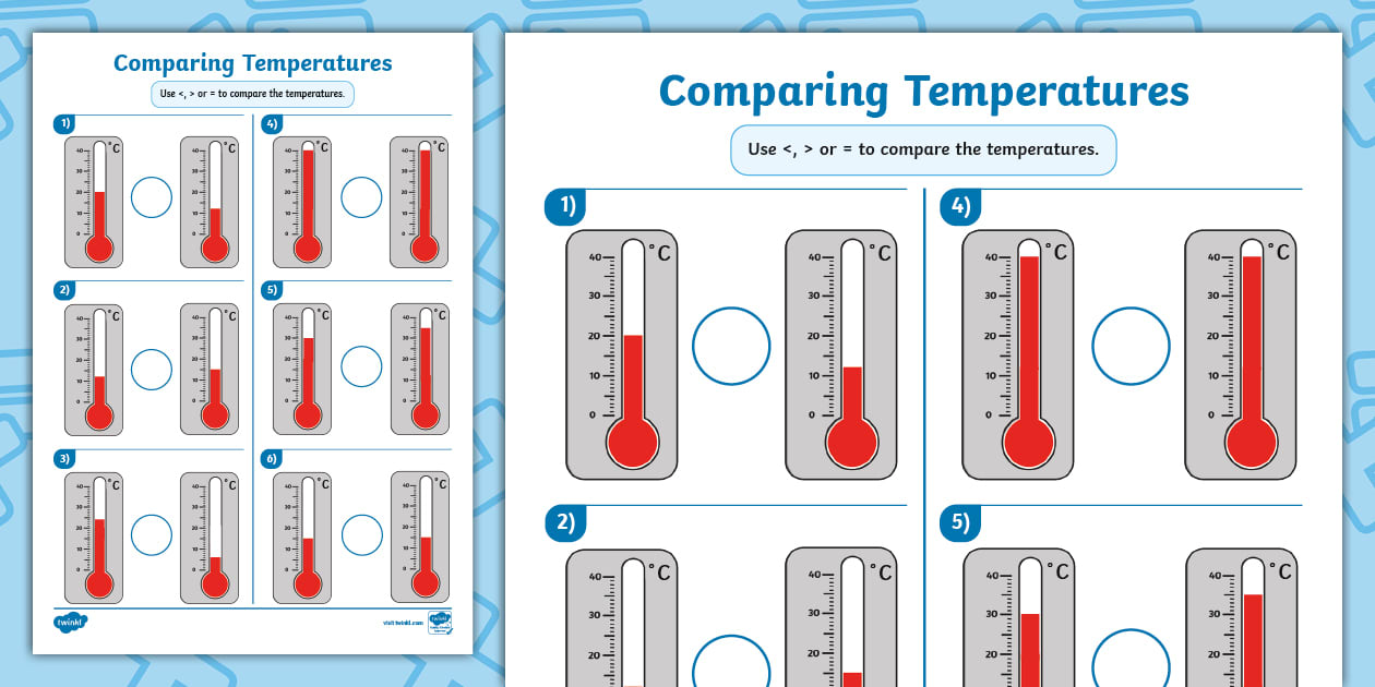 👉 Comparing Temperatures Worksheet | KS1 | Twinkl | Maths
