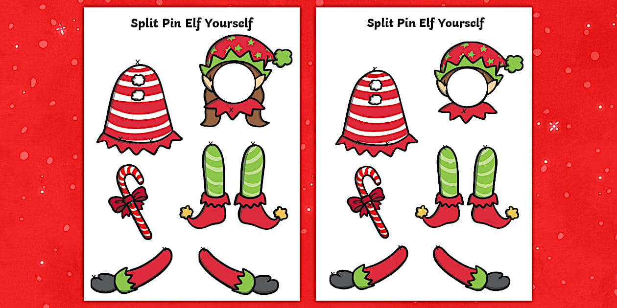 Split Pin Elf Yourself Cut-Outs (teacher made) - Twinkl
