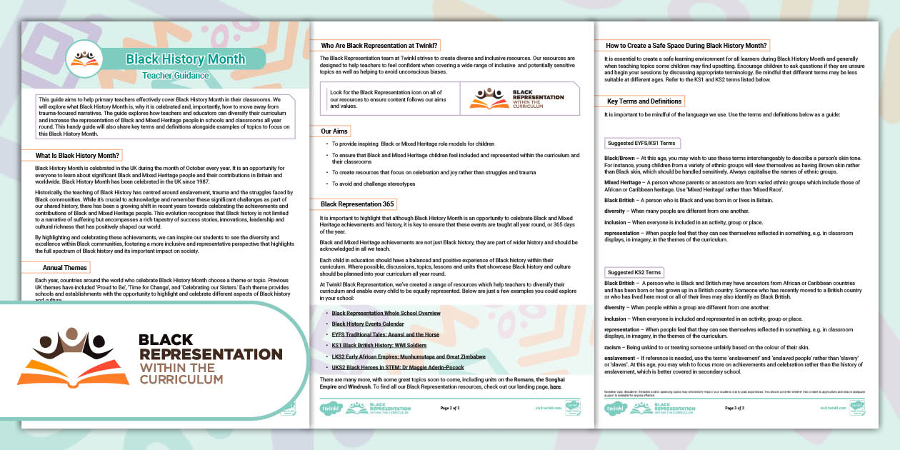 Black History Month Teacher Guidance (teacher made) - Twinkl