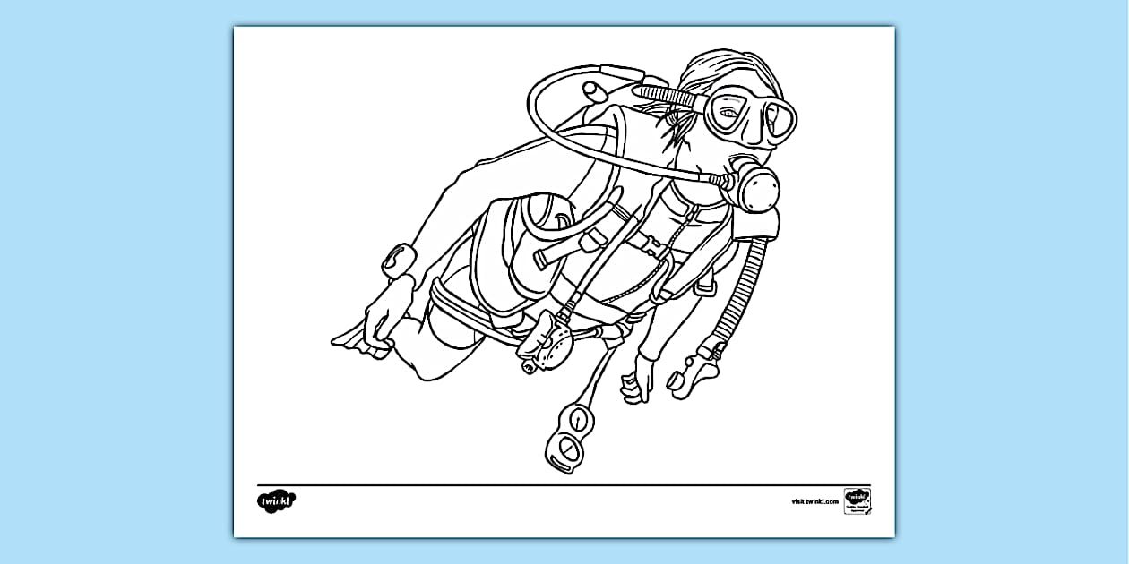 Scuba Diver Coloring Page | World Ocean Day | Twinkl USA