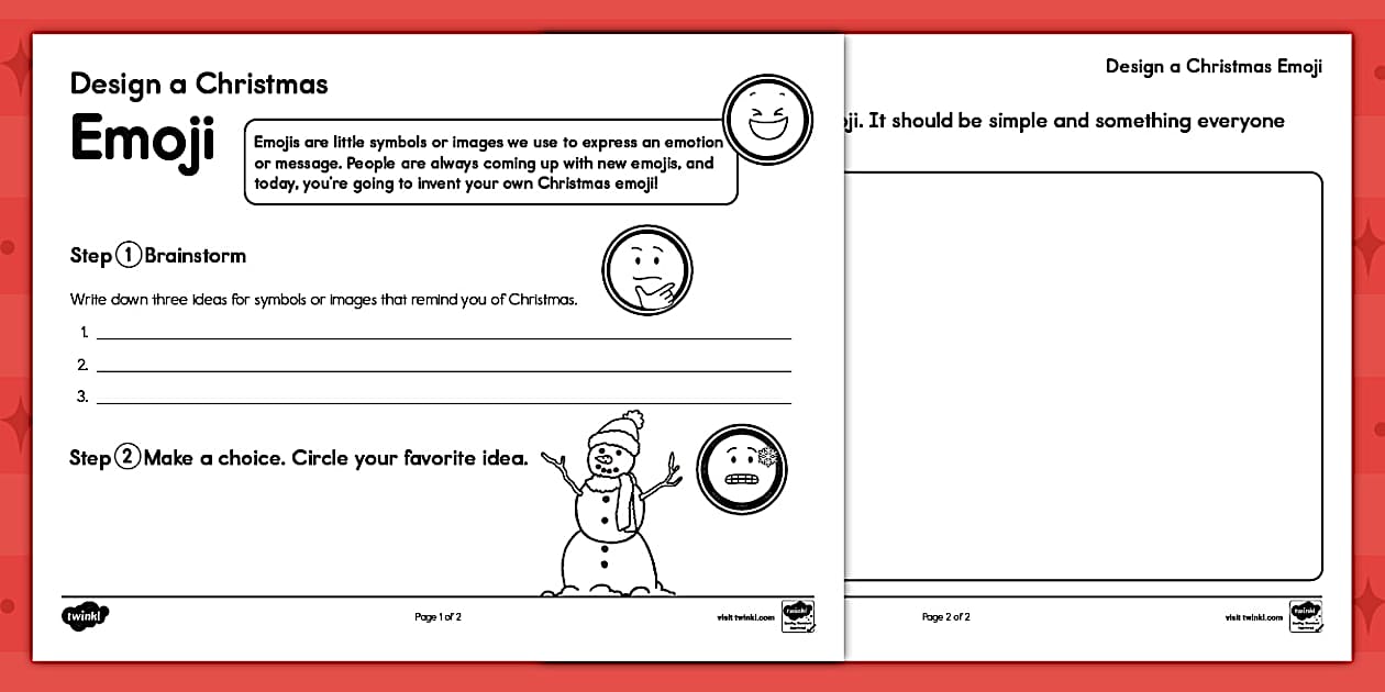 😊 Design a New Christmas Emoji Worksheet for K-2nd Grade