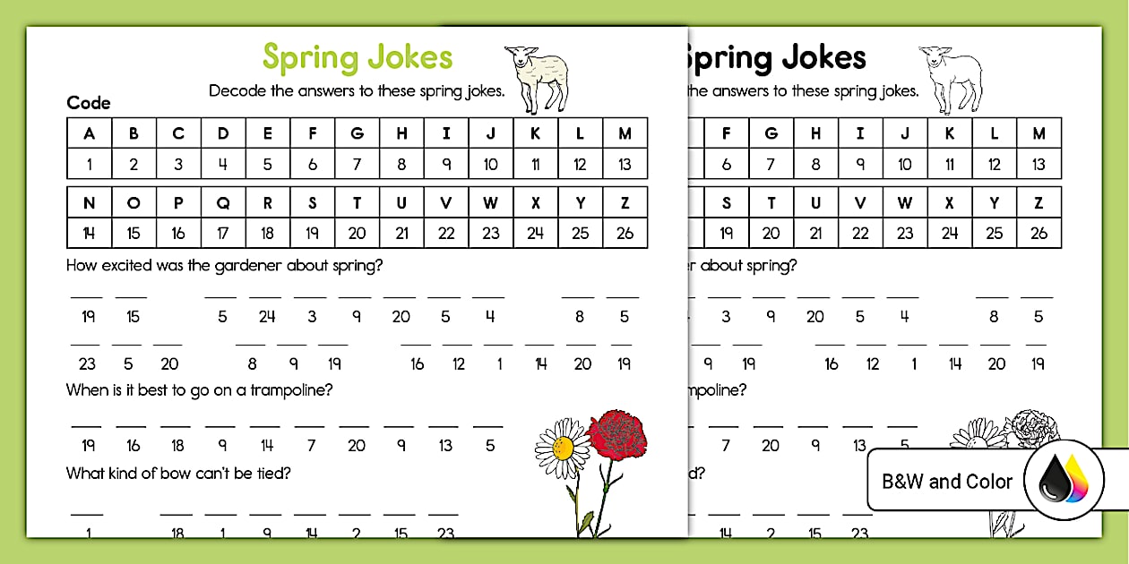 Spring Jokes Decoding Worksheet | Spring | Twinkl USA