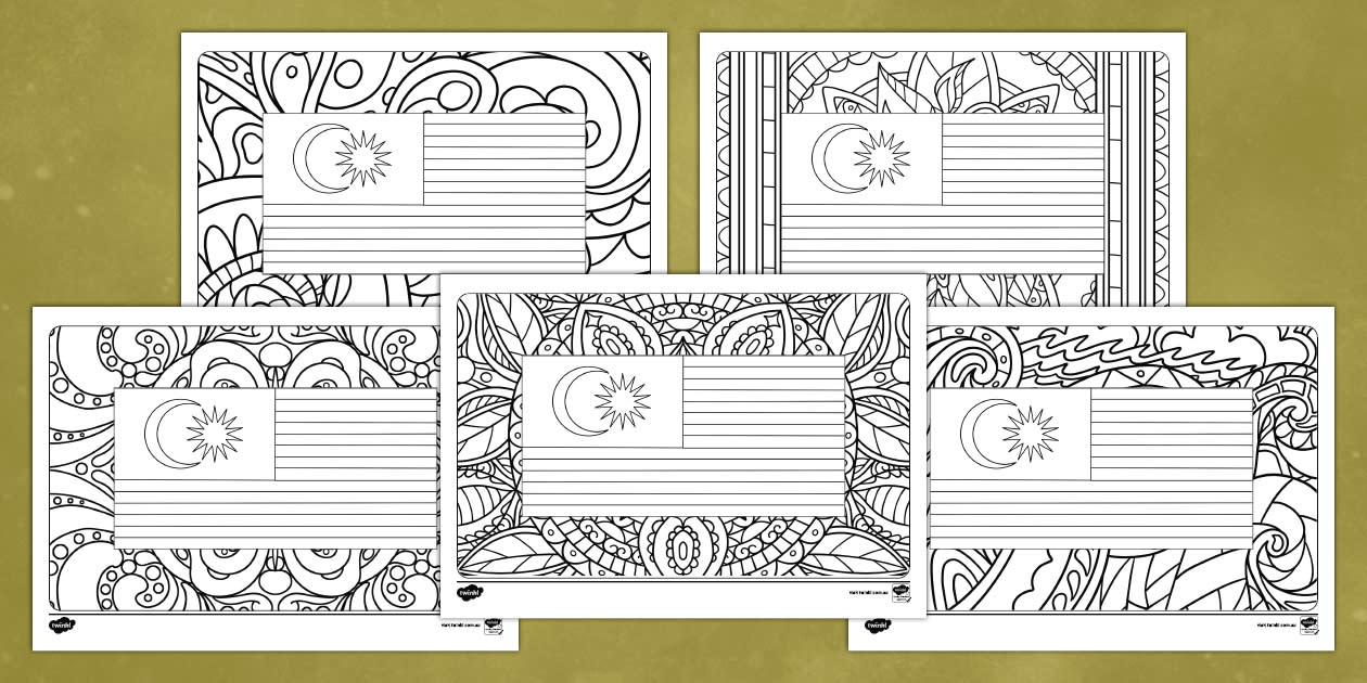 Malaysia Flag Mindfulness Colouring Sheets (teacher made)