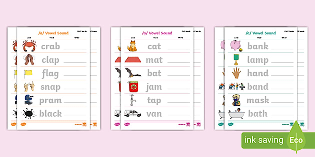 CVC, CCVC and CVCC Vowel Sounds Activity Sheets - Twinkl