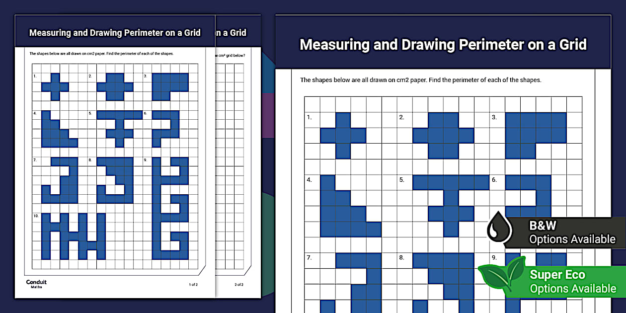 Measuring and Drawing Perimeter on a Grid Activity Sheet