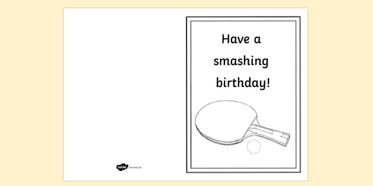 Table Tennis Paddle Birthday Card Colouring Activity
