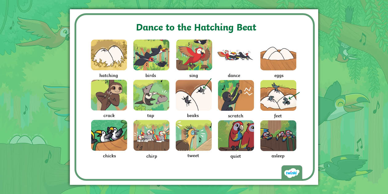 Dance to the Hatching Beat Word Mat (teacher made) - Twinkl