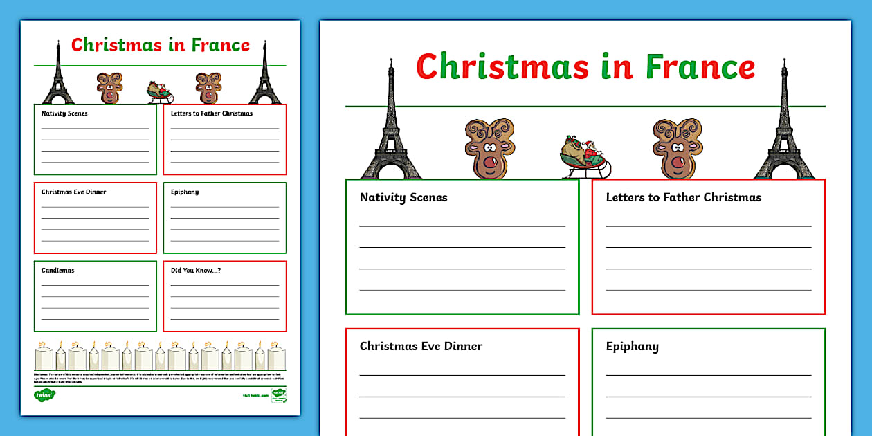 Christmas in France Fact File Template (teacher made)