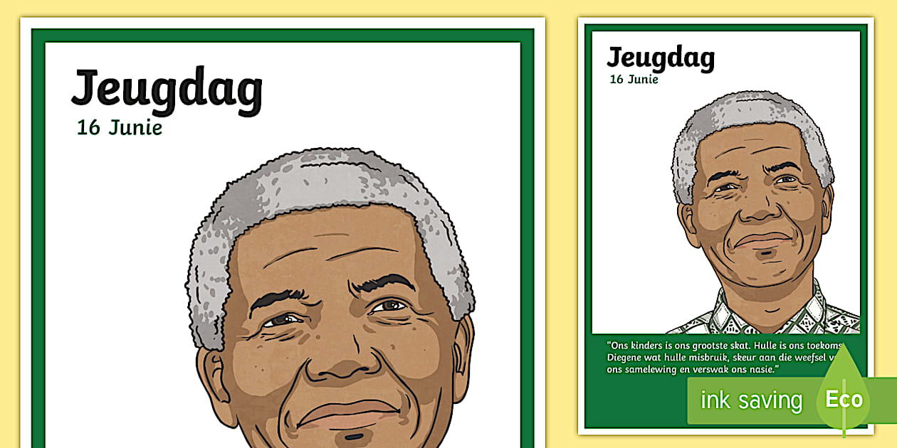 Suid-Afrika Jeugdag 16 Junie: Nelson Mandela Plakkaat