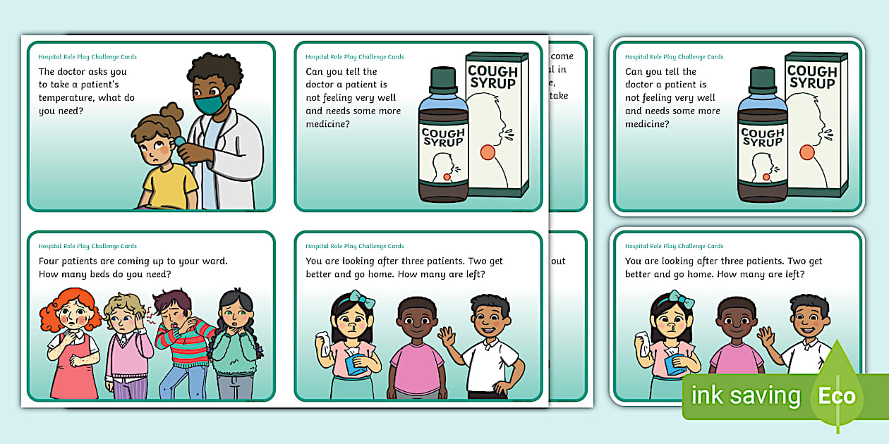 Editable Hospital Role Play Challenge Cards (teacher made)