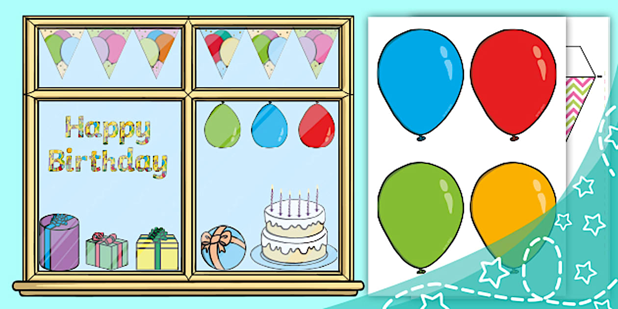 Happy Birthday Window Display (teacher made) - Twinkl