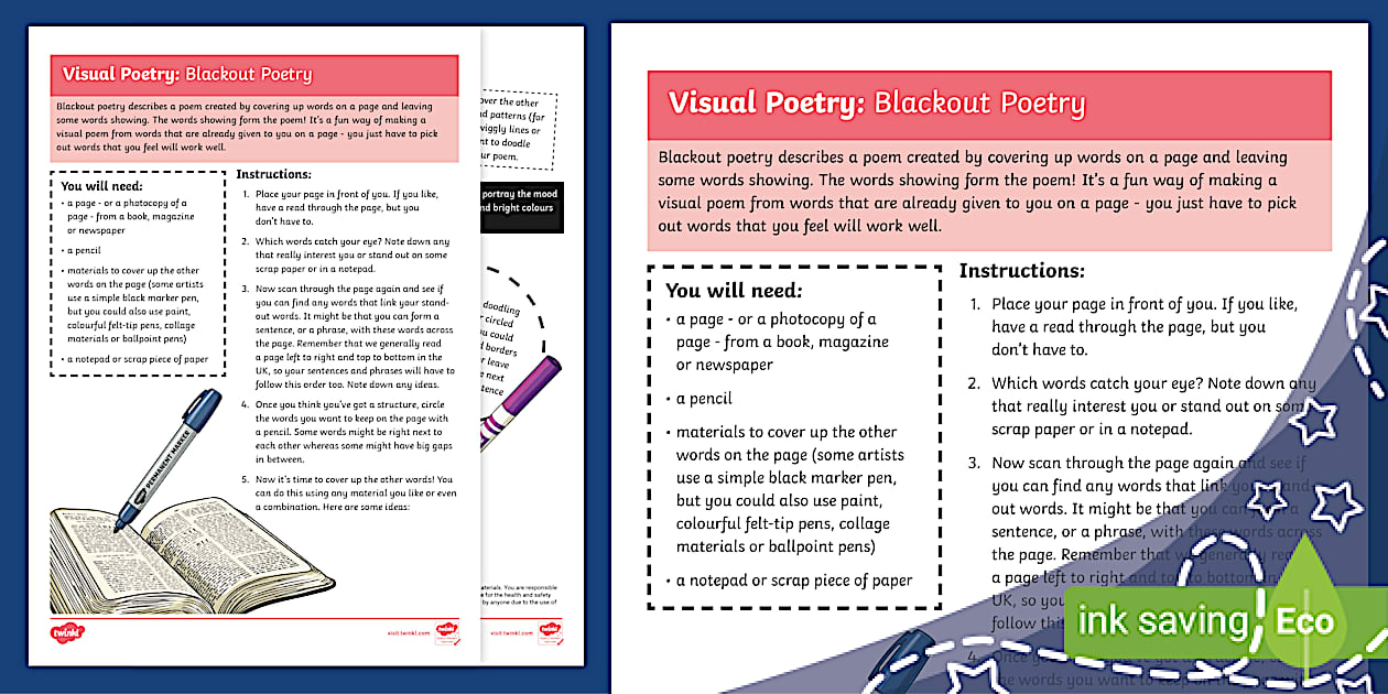Visual Poetry: Blackout Poetry (teacher made) - Twinkl