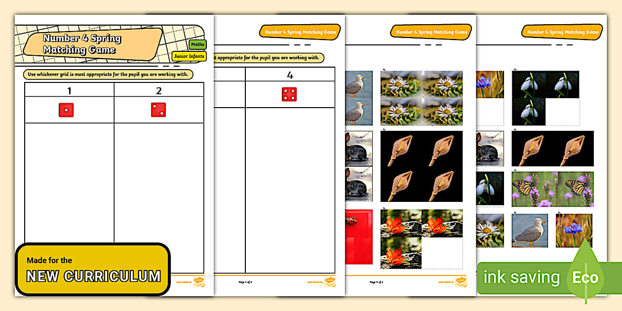 Number 4 Matching Game (teacher made) - Twinkl