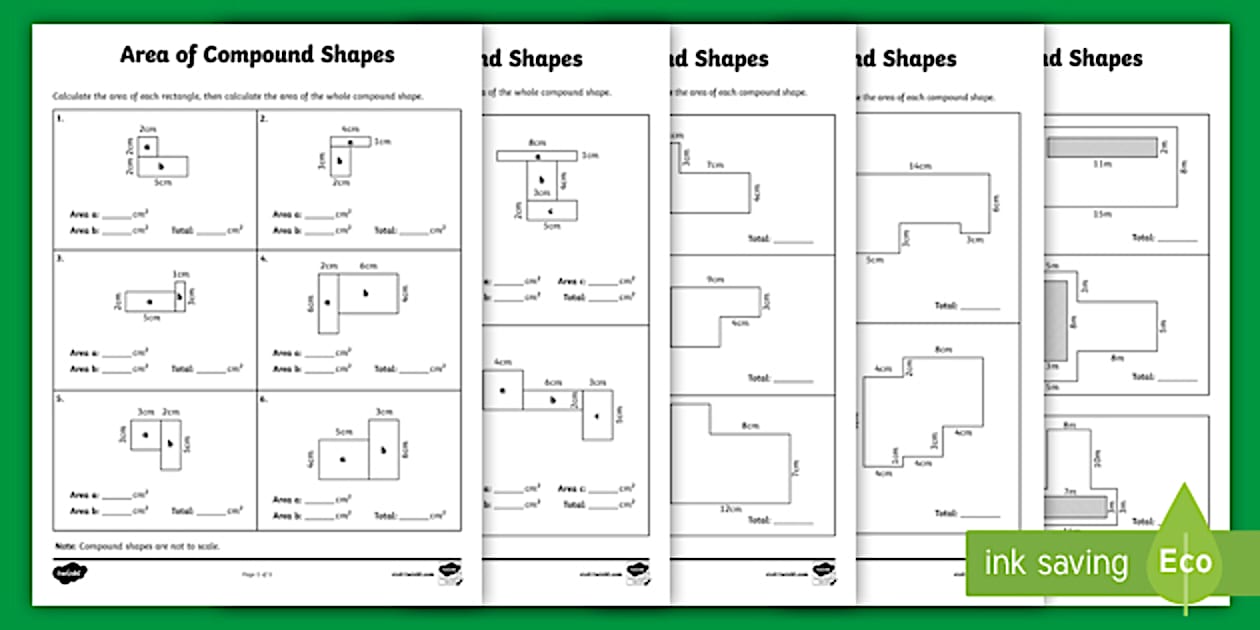 Area of Compound Shapes Differentiated Activity Pack
